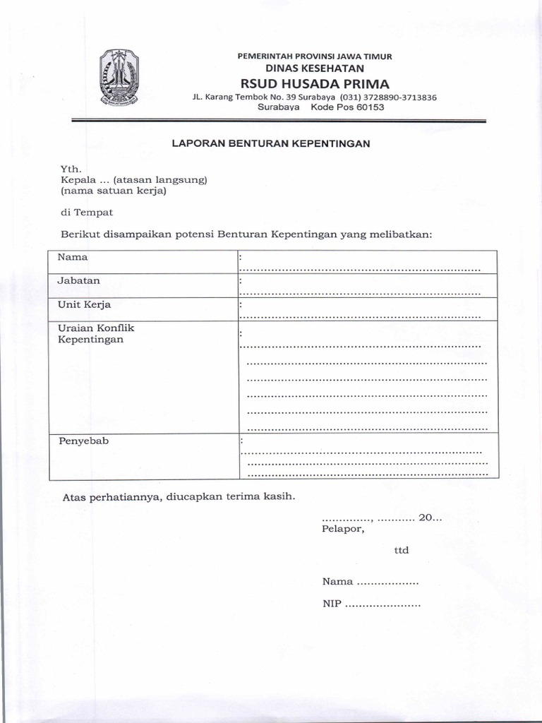 laporan benturan kepentingan | PDF