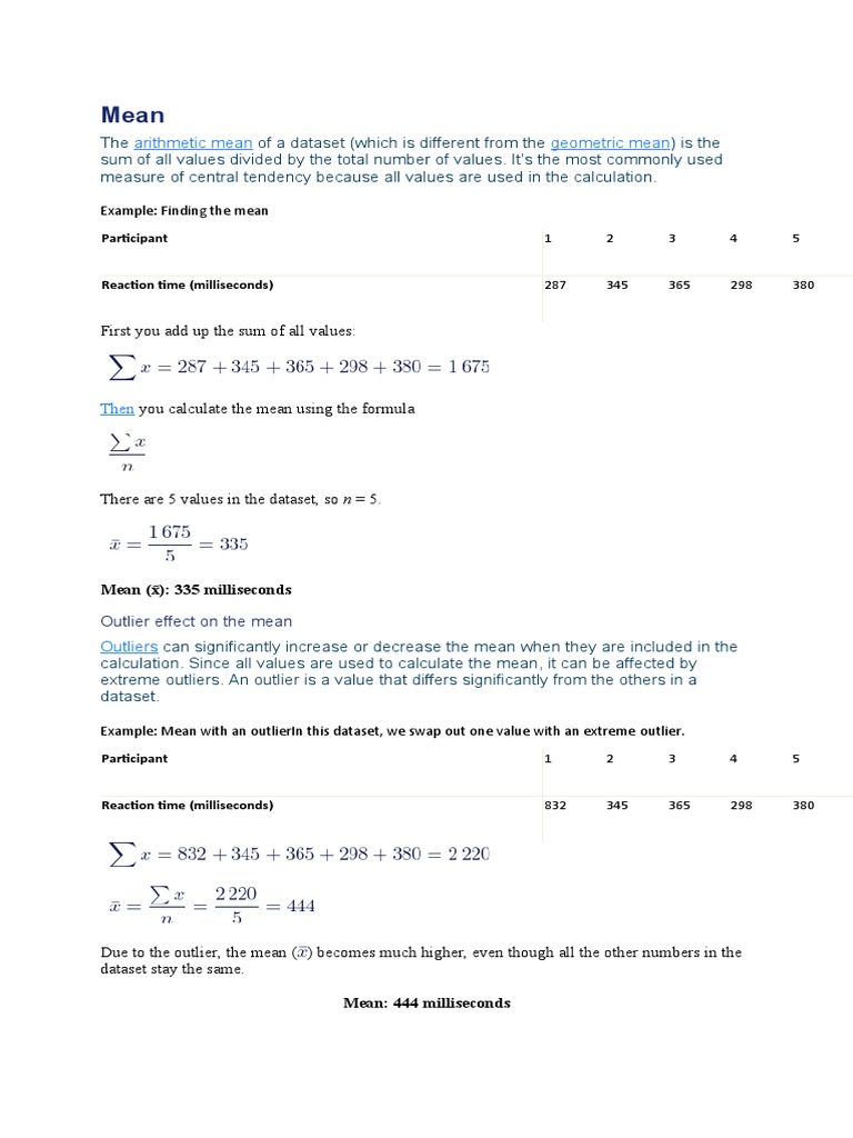 Mean Grouped Pdf Mean Arithmetic Mean