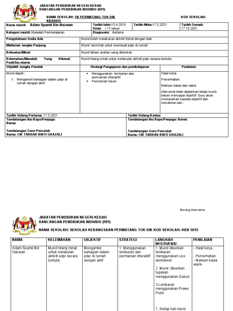 RPI ADAM SYAMIL Bil 1 2021 | PDF