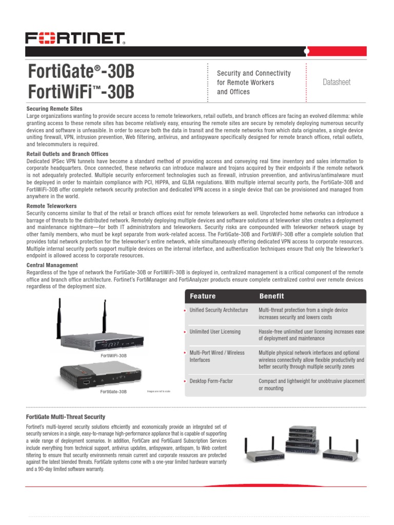 FortiGate 30B Datasheet | PDF | Virtual Private Network | Firewall (Computing)