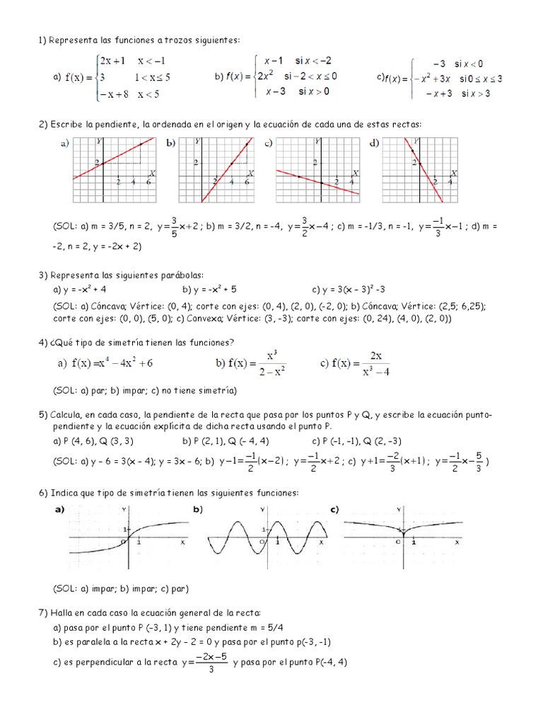 REPASO FUNCIONES 3º ESO | PDF | Línea (geometría) | Objetos matemáticos