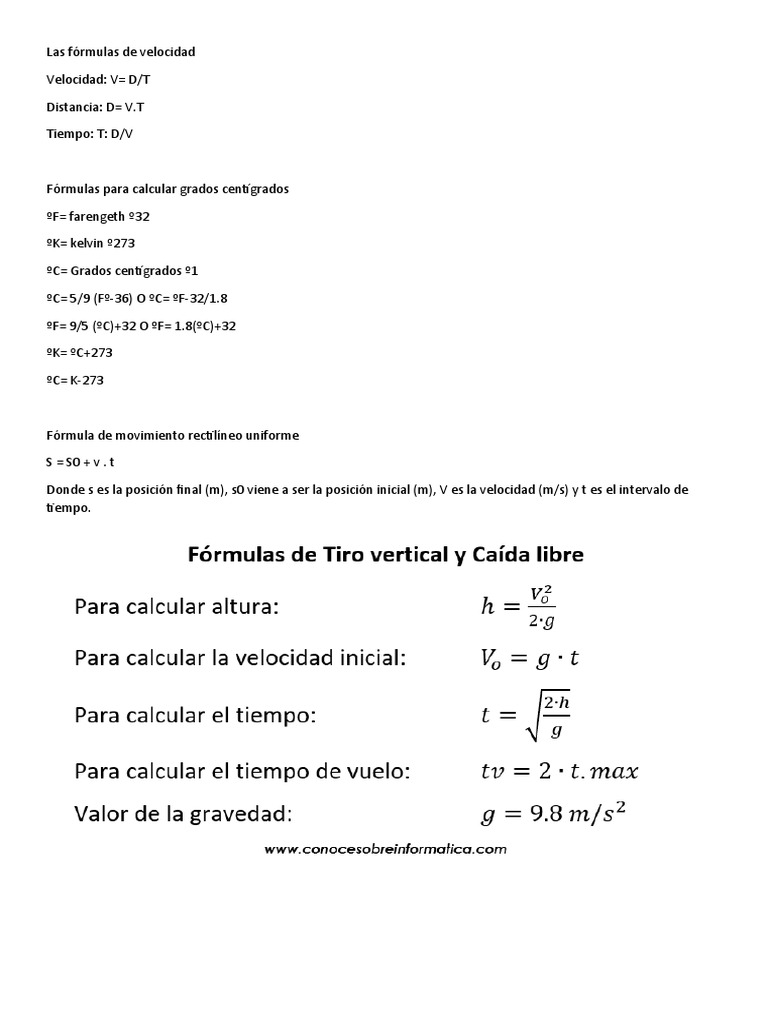 Las fórmulas de velocidad.docx | PDF