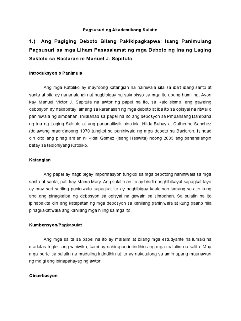 Pagsusuri ng Akademikong Sulatin.pdf | PDF