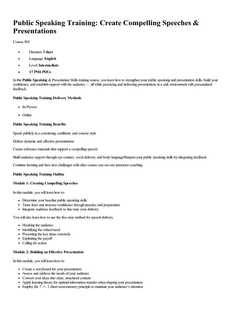 Public Speaking Training | PDF | Public Speaking | Speech