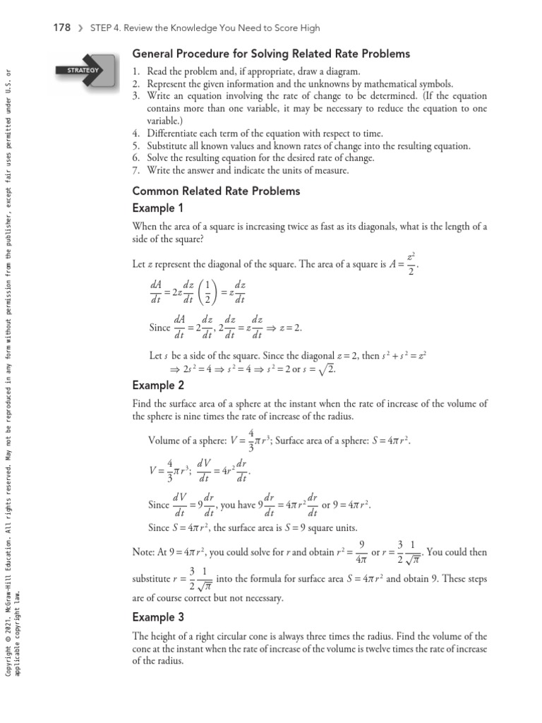 178-187 (20) General Procedure For Solving Related Rate Problems | PDF ...