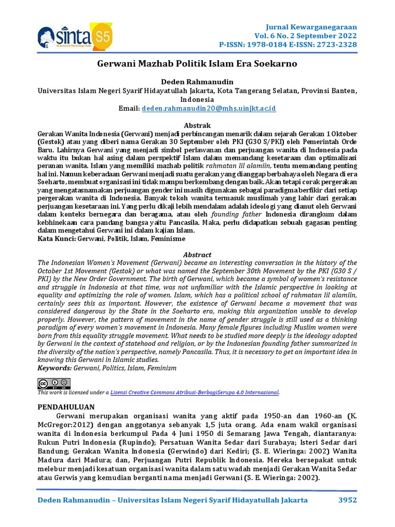 Artikel Gerwani - DedenR - SINTA | PDF