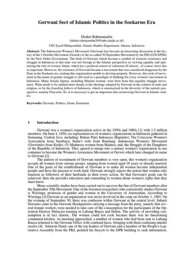 Gerwani: Women's Movement in Indonesia | PDF | Feminism | Gender Studies