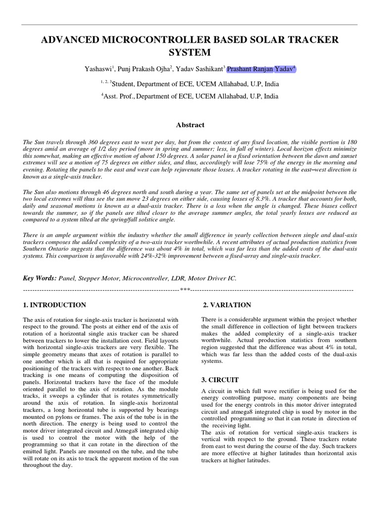 Revised solar tracker | PDF