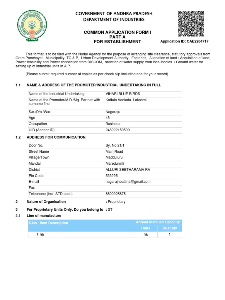 Common Application Form for Industry Setup | PDF | Technology & Engineering