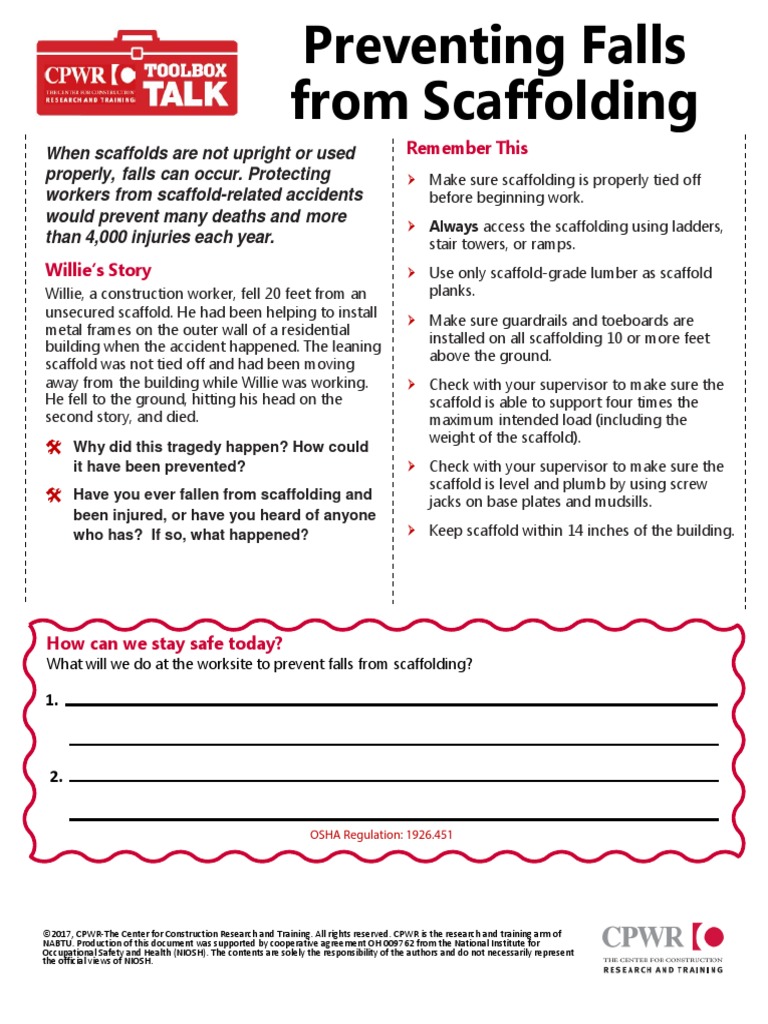 TBT - 47 - Preventing Falls From Scaffolding PDF | PDF | Scaffolding ...