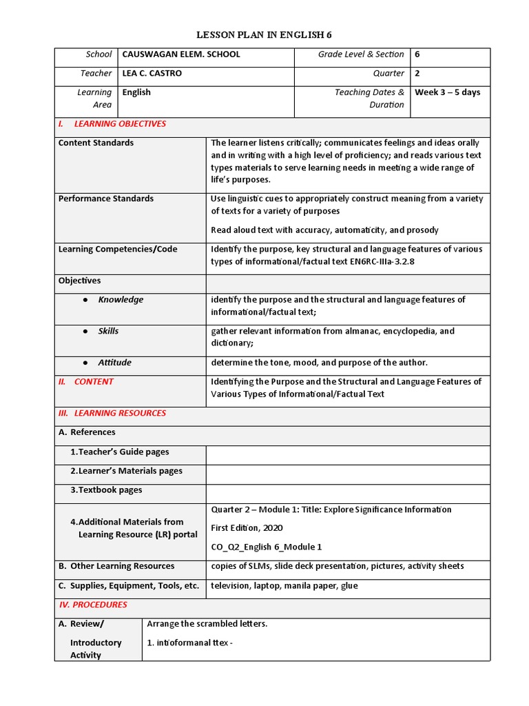 Identifying Informational Text Structures | PDF | Learning | Teachers