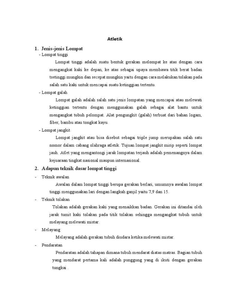 Teknik dan Aturan Lompat Atletik | PDF
