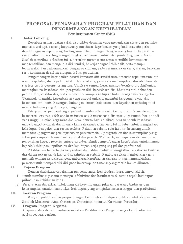 Proposal Penawaran Program Pelatihan Dan Pengembangan | PDF