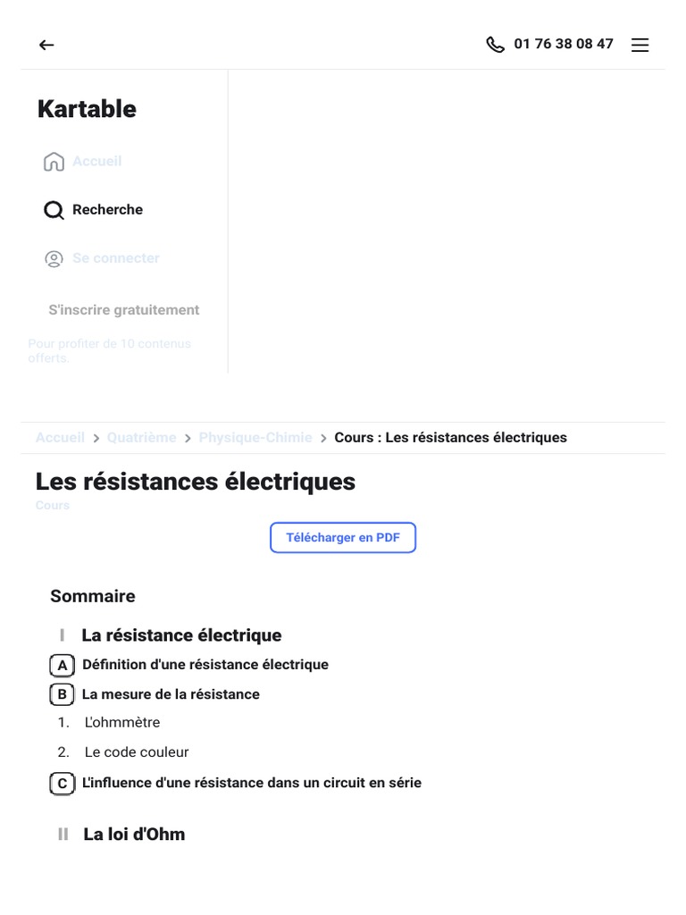 Les Résistances Électriques - 4e - Cours Physique-Chimie - Kartable PDF ...