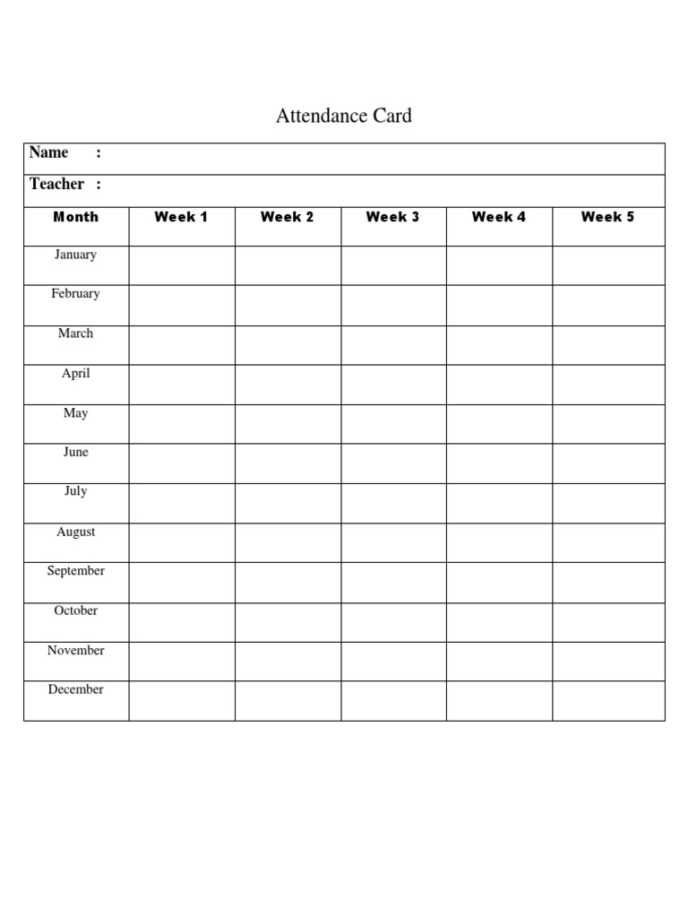 Attendance Card PDF | PDF