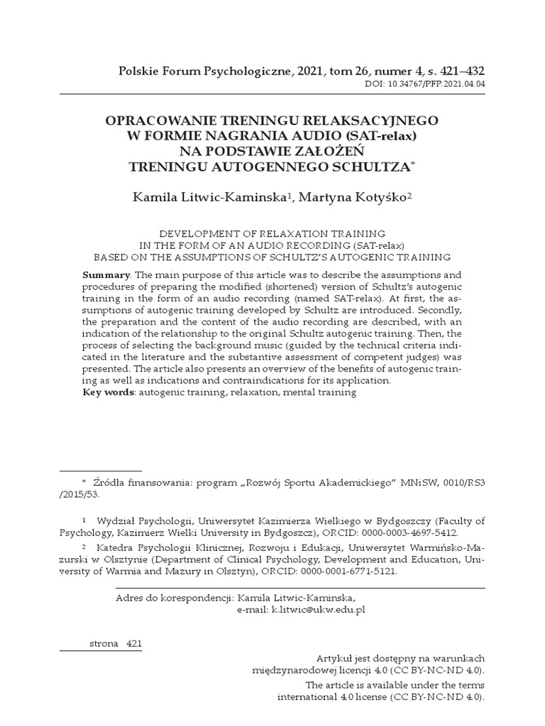 Trening autogenny - how to - artykuł.pdf | PDF
