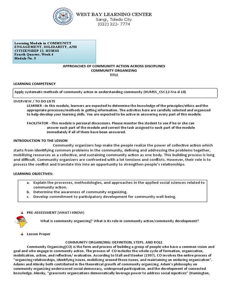 GR 12. HUMSS (Module 3 Week 4) 4th Q | PDF | Community Organizing ...