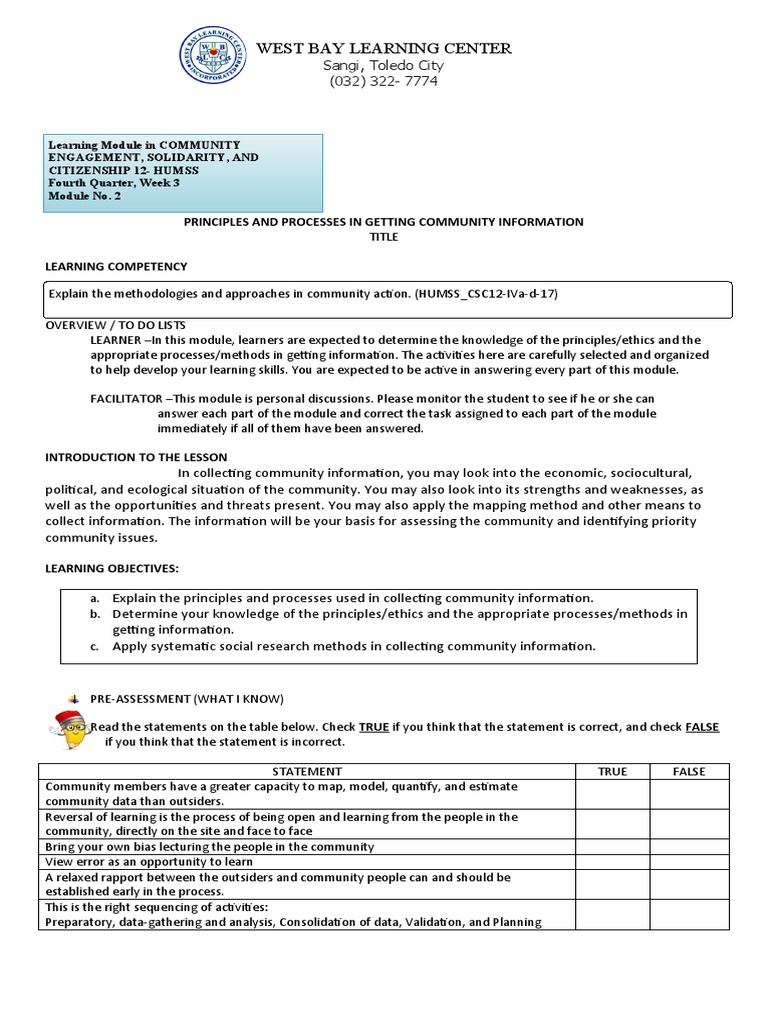 Principles and Processes in Getting Community Information: A Guide to ...