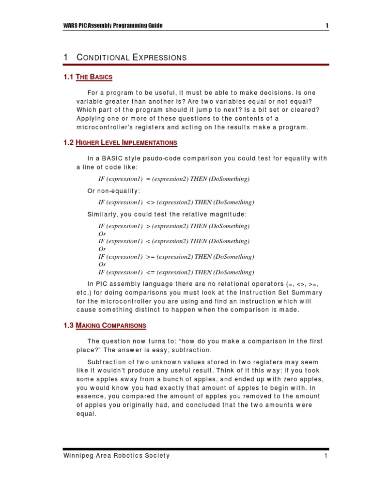 PIC Basic Vs Assembly and Code Tutorial | PDF | Control Flow | Assembly ...