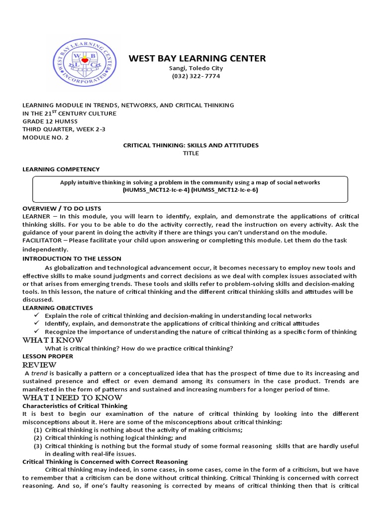 Trends and Networks - M2, WK3 | PDF | Thought | Critical Thinking