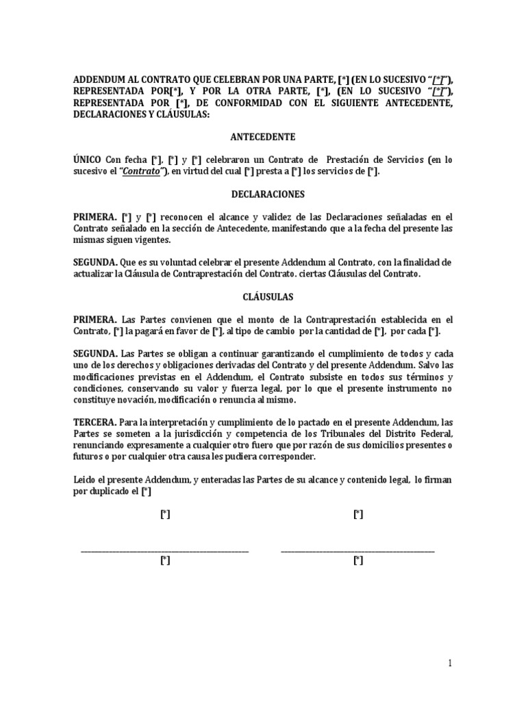 Addendum A Contrato Servicios Machote | PDF