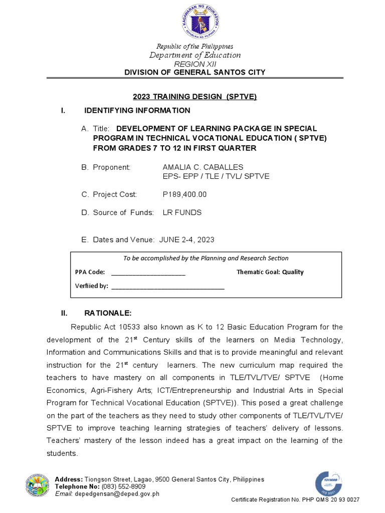Sptve Development of Learning Package | PDF | Learning | Teachers