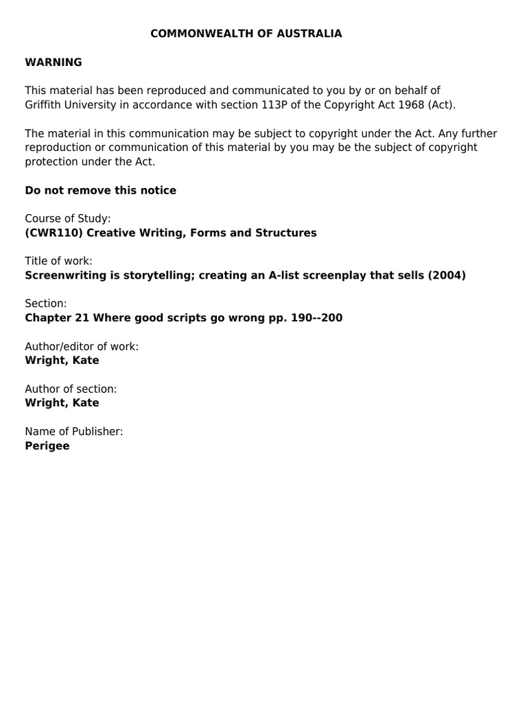 Wright Kate-Screenwriting Is Storytelling Creating An Alist Screenplay That Sells-Chapter 21 ...