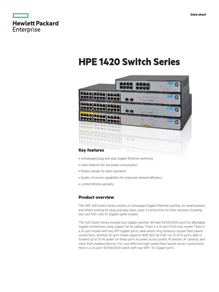 HP 1420 Series en | PDF | Network Switch | Ethernet
