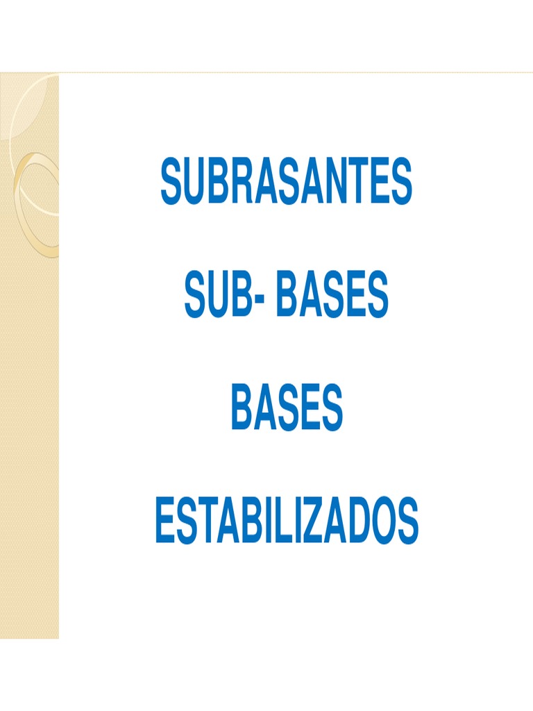Tema 3 - Sub Bases - Bases - Estabilizados PDF | PDF | Calcio | Suelo