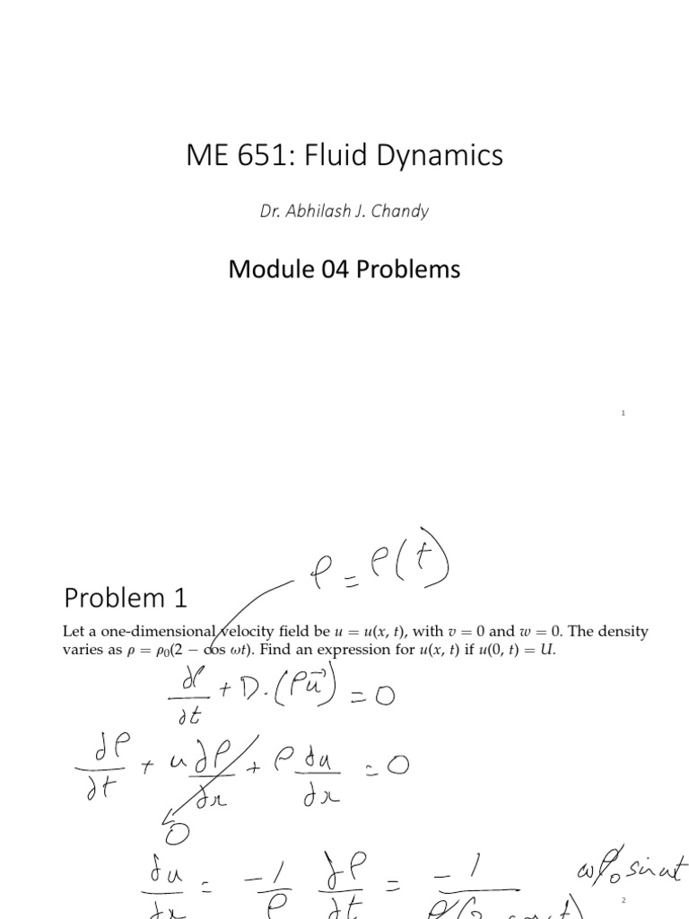 Fluid Dynamics Problem Set ME 651 | PDF | Fluid Dynamics | Pressure