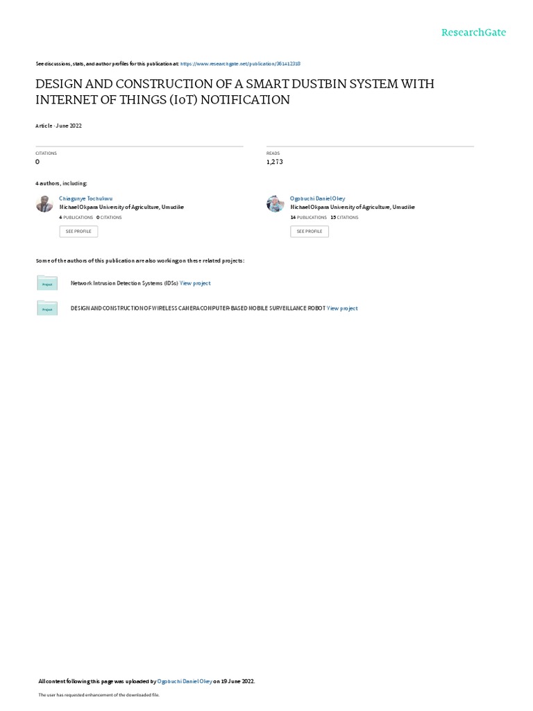 6 - UDEANI ET AL - 2022 - 006 - DESIGN AND CONSTRUCTION OF A SMART DUSTBIN SYSTEM - Engineering ...