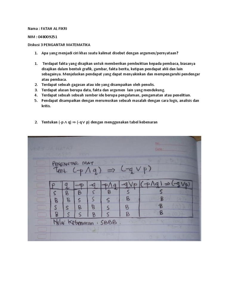 Diskusi 3 PENGANTAR MATEMATIKA | PDF