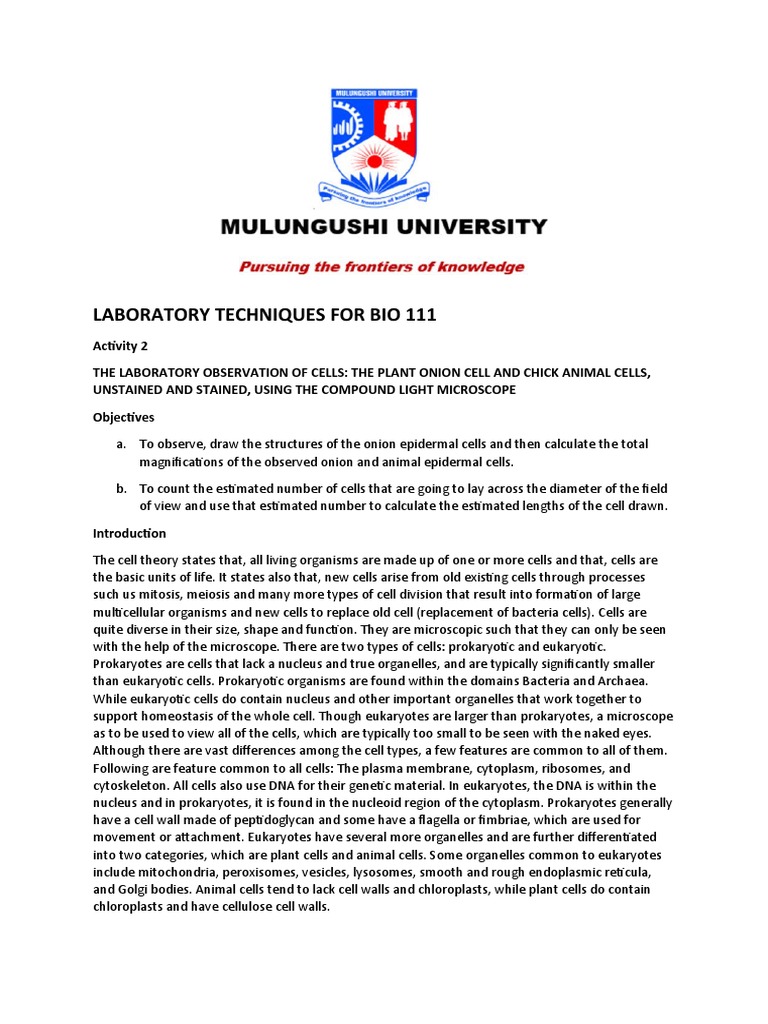 Bio 111 Labs | PDF | Cell (Biology) | Chemical Polarity
