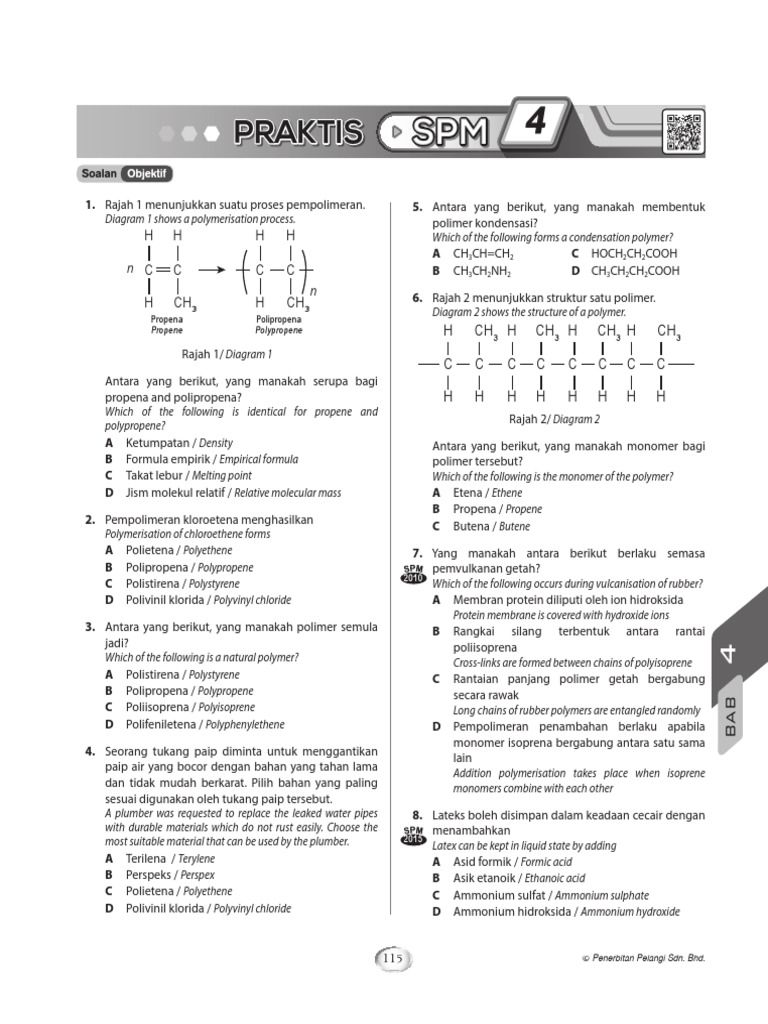 Latihan Praktis Bab 4 Kimia T5 | PDF | Polystyrene | Polymers