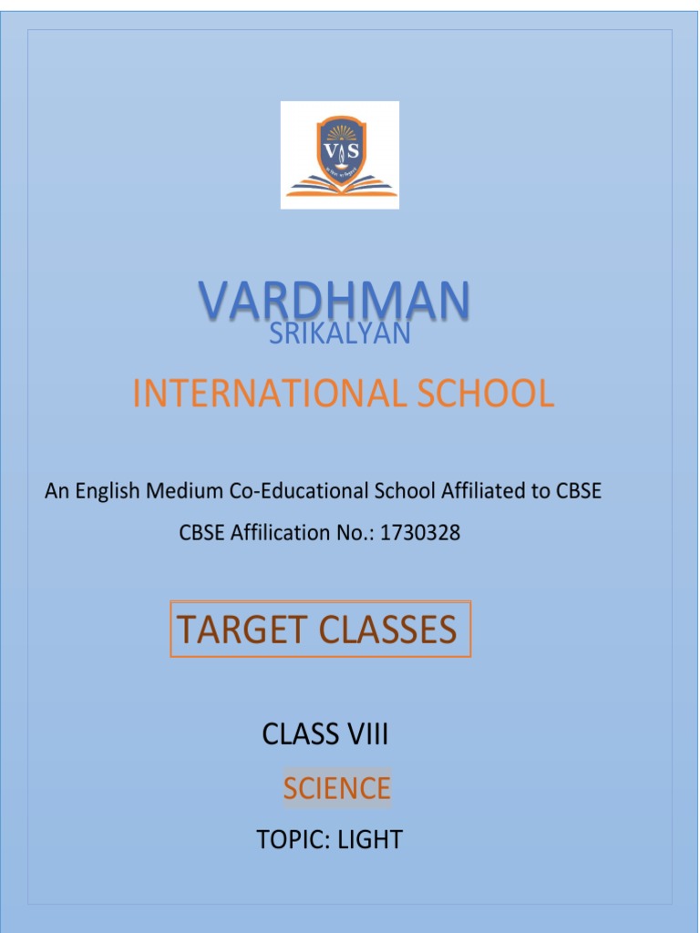 LIGHT CLASS 8 Module Complete | PDF | Reflection (Physics) | Mirror