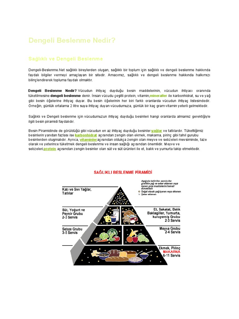 Dengeli Beslenme Nedir | PDF
