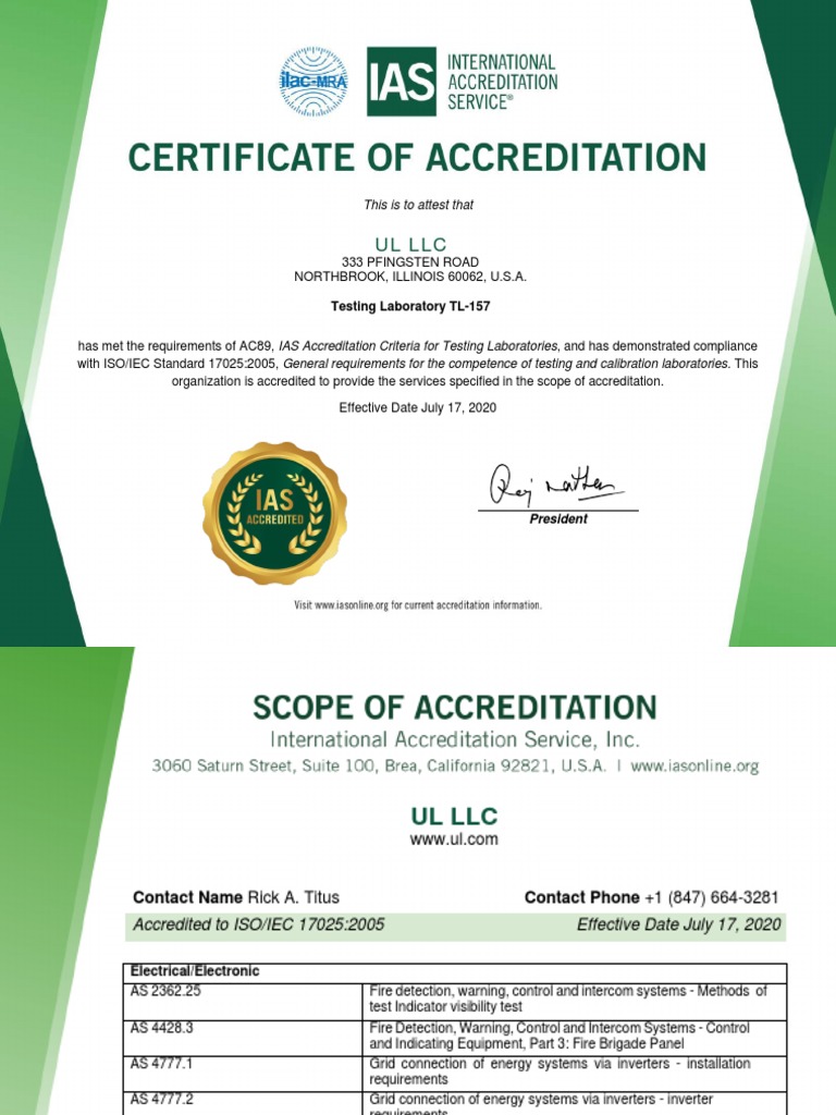 UL TESTING LAB - ISO 17025 Certificate | PDF | Home Appliance | Power ...