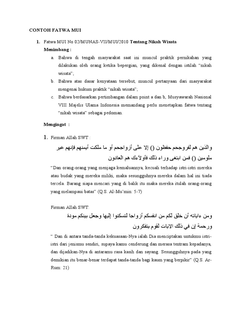 Contoh Fatwa MUI | PDF