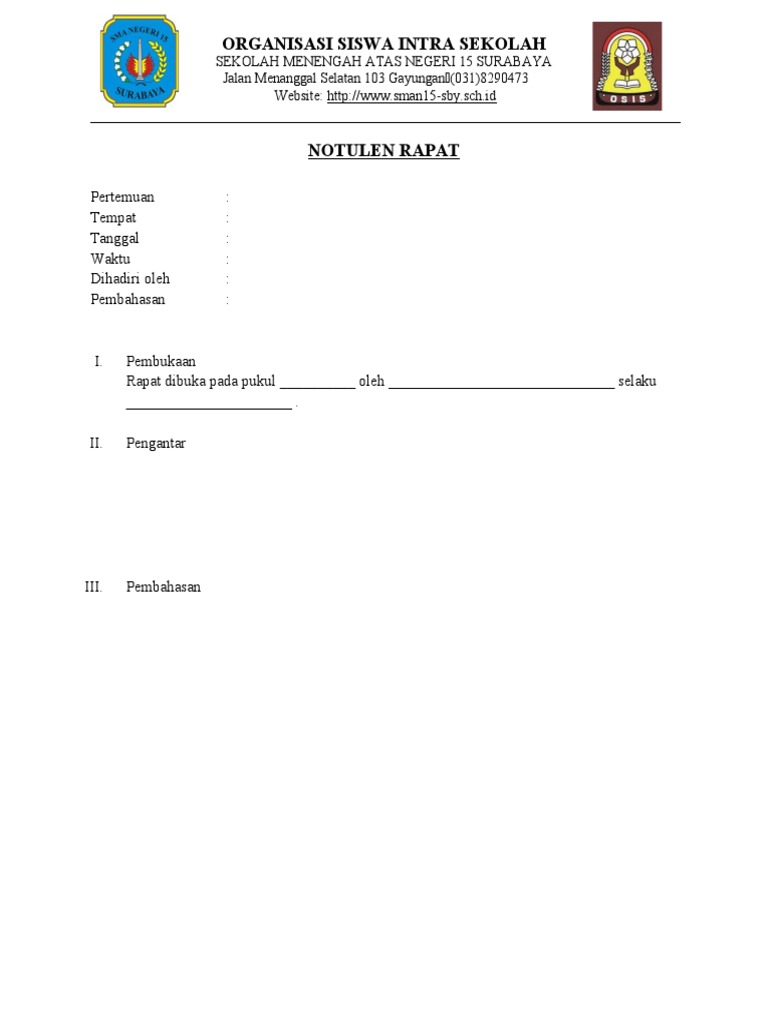 TEMPLATE NOTULEN.docx | PDF