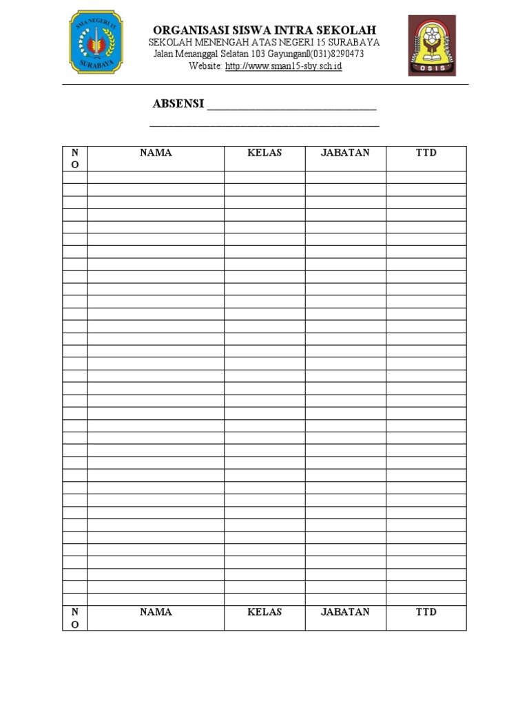TEMPLATE ABSEN KOSONGAN fix.docx | PDF