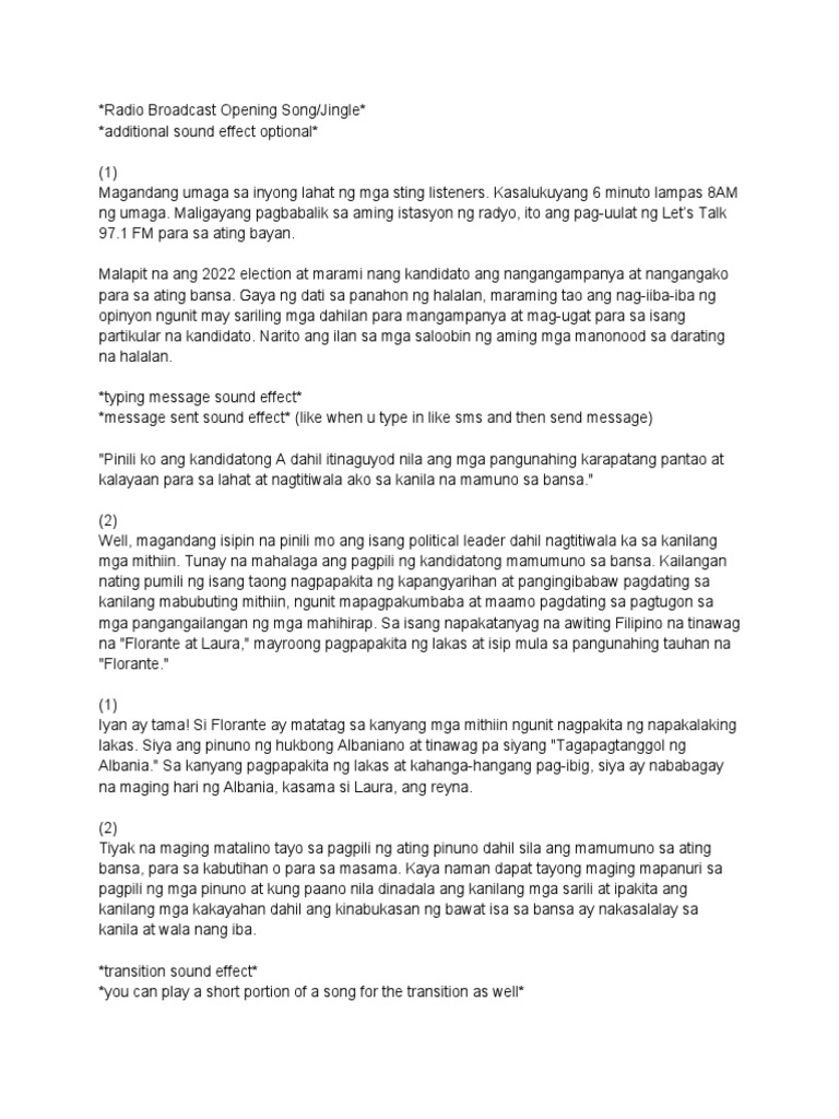 Filipino PT Script | PDF