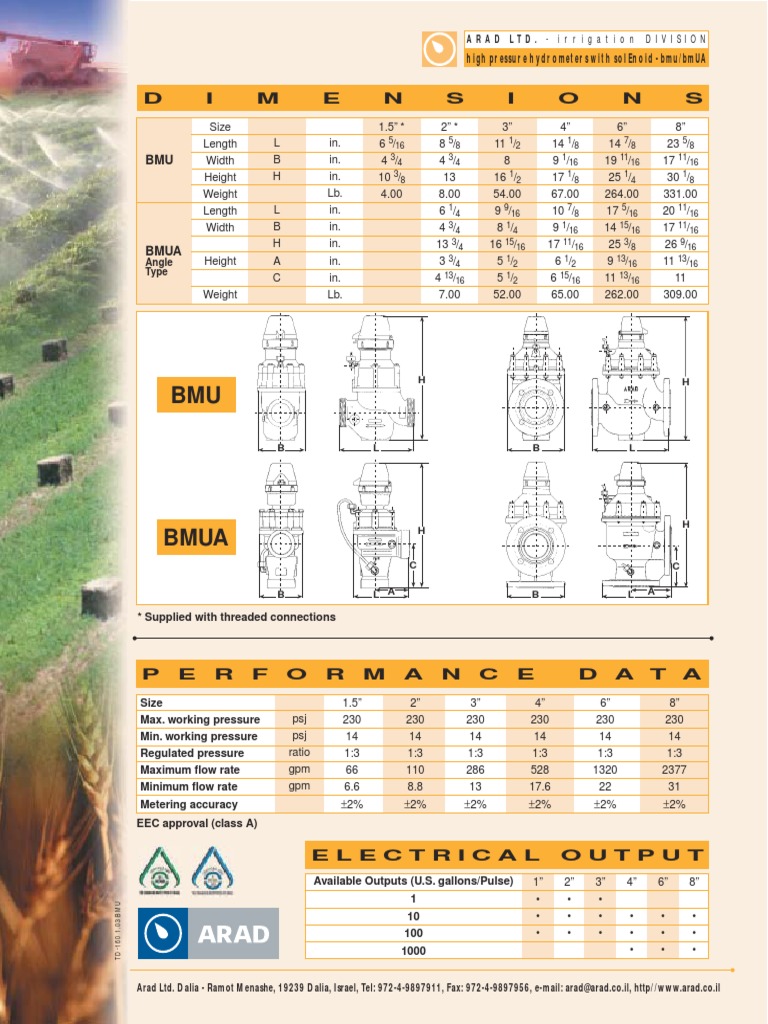 ARAD Hydrometers | PDF | Valve | Flow Measurement