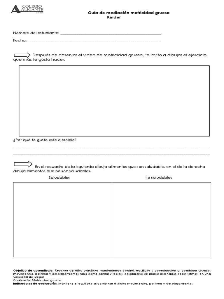 Guía de Motricidad Gruesa para Kinder | PDF