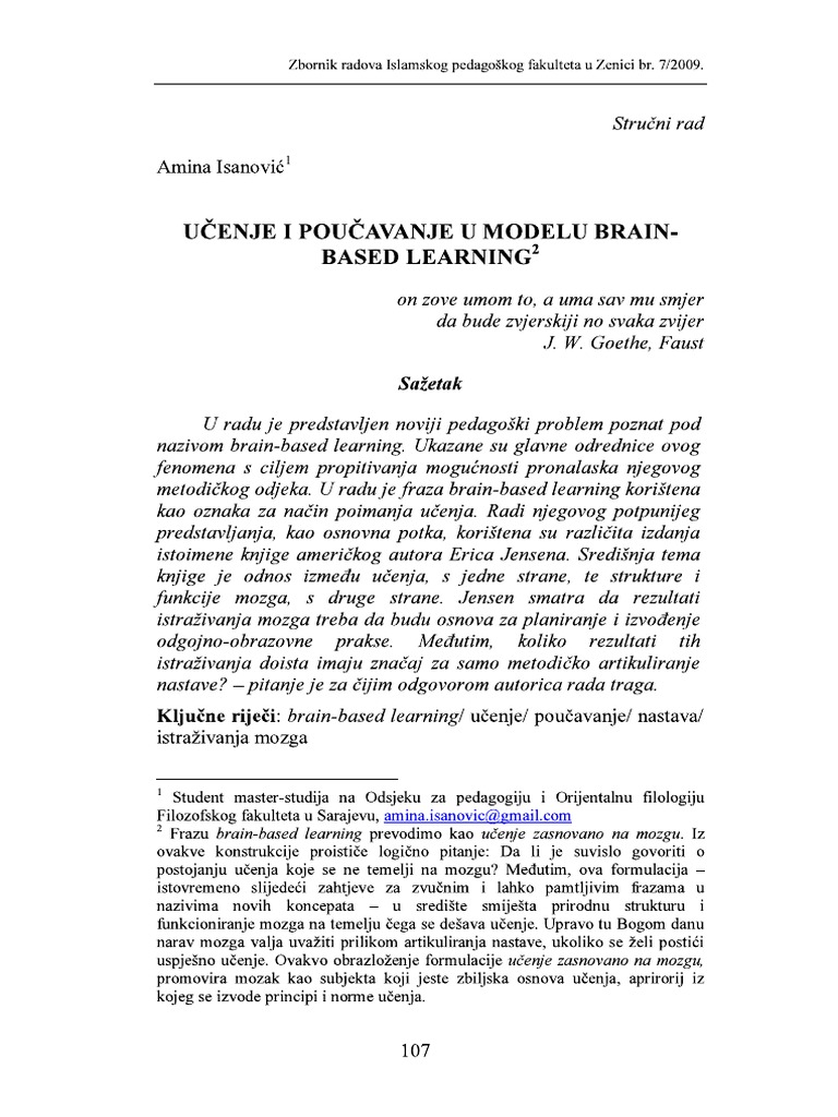 Amina-Isanovic-07 - Učenje I Poučavanje U Modelu Brain-Based Learning ...