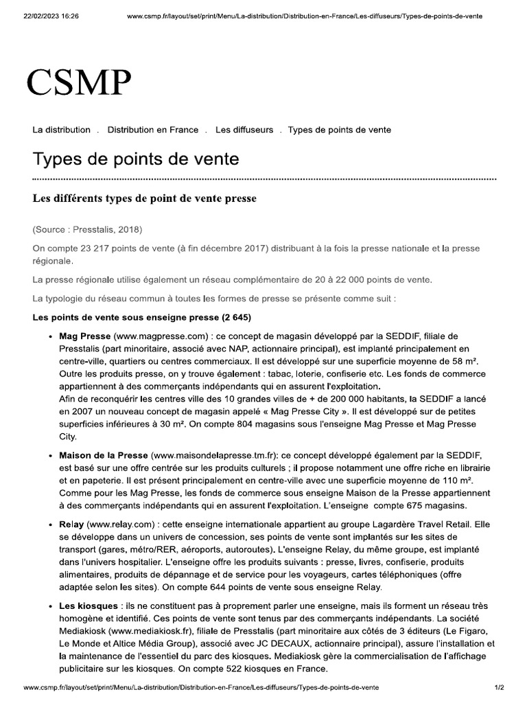 Les Types de Points de Vente PDF | PDF