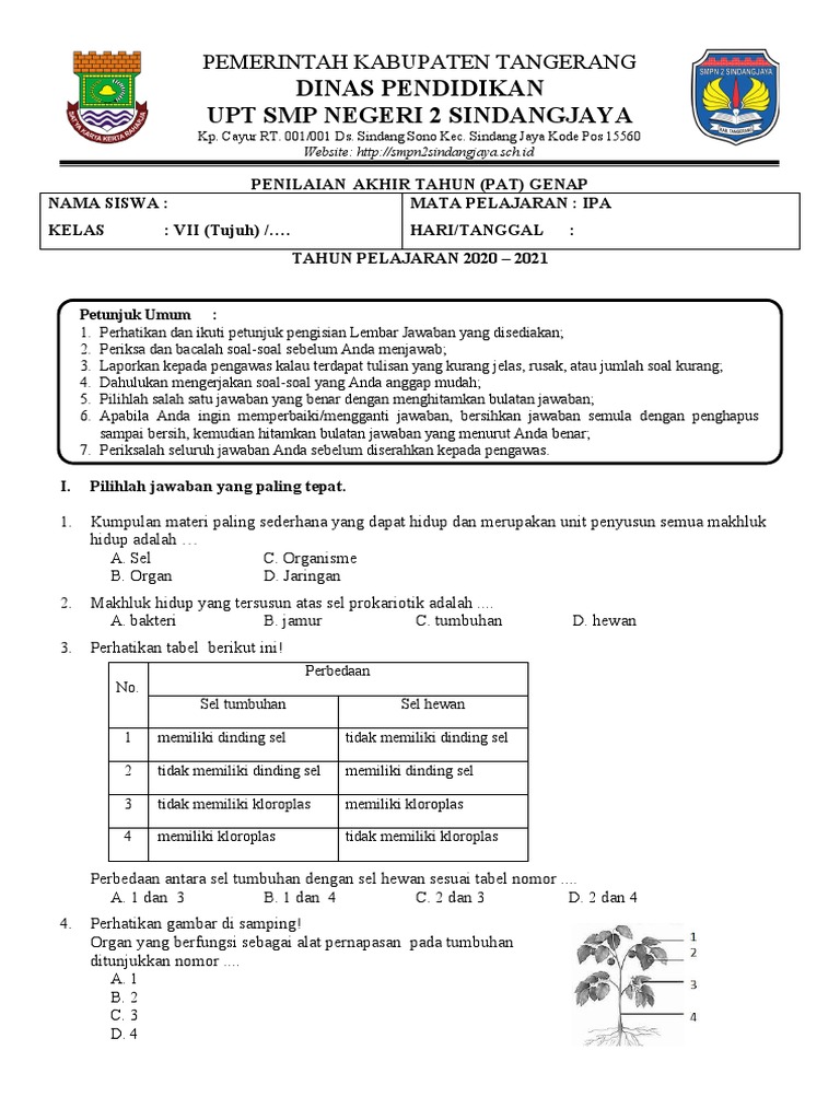 Soal PAT IPA Kelas VII | PDF