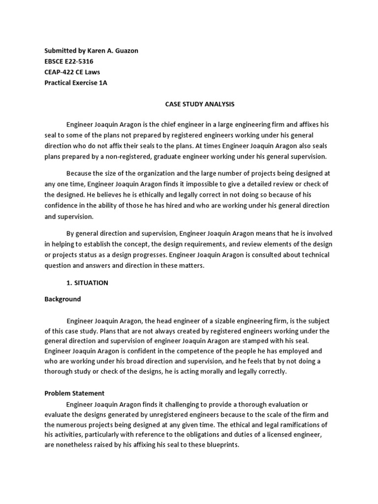 Case Study Analysis of Engineer Joaquin Aragon | PDF
