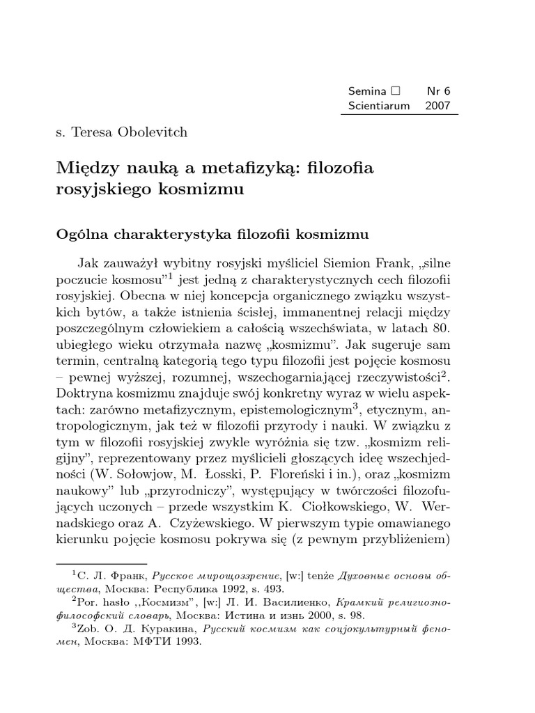Miedzy Nauka A Metafizyka Filozofia Rosy | PDF Miedzy Nauka A Metafizyka Filozofia Rosy | PDF