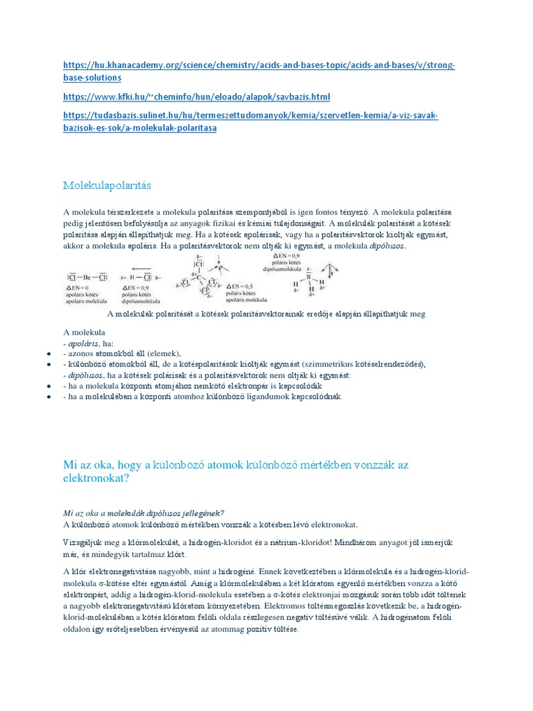 Molekula Polaritás | PDF