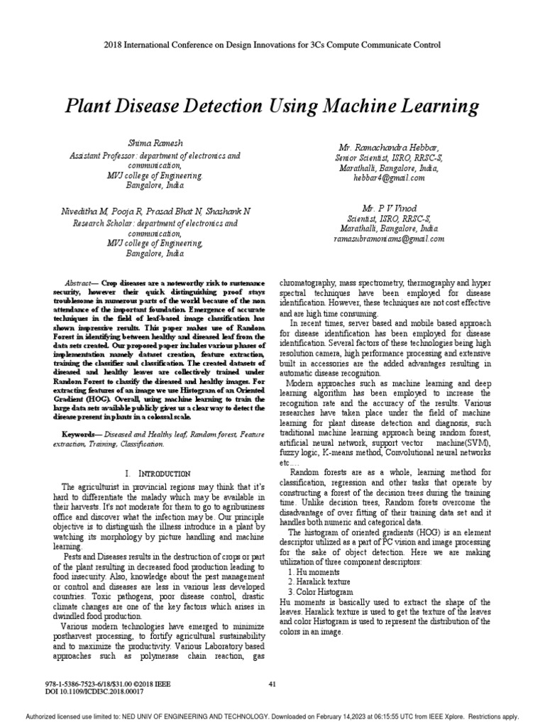 Plant Disease Detection Using Machine Learning | PDF | Machine Learning ...